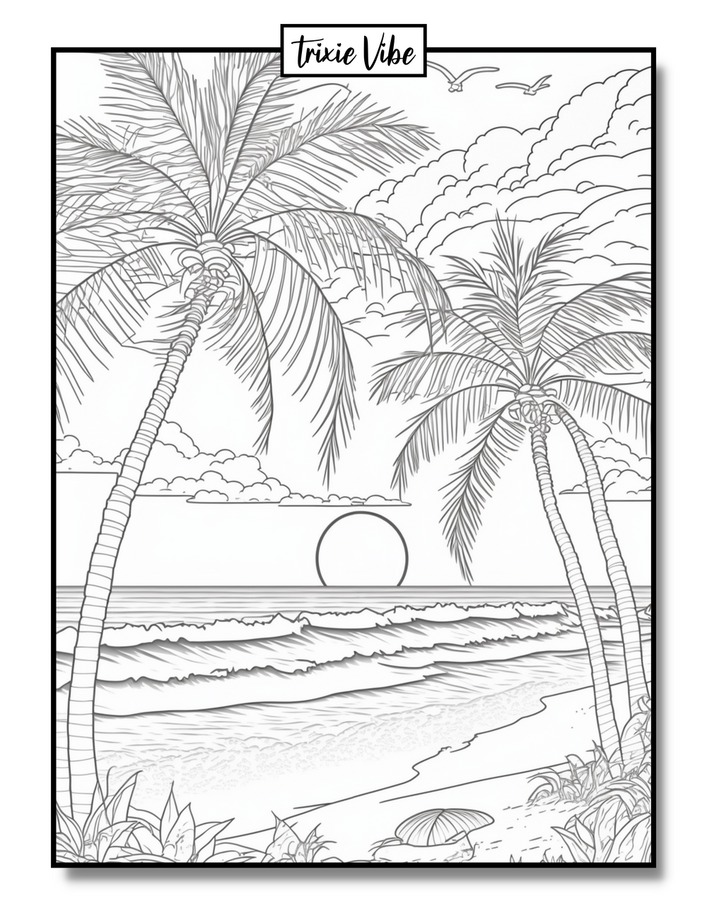 Printable Beach Coloring Pages for Adults