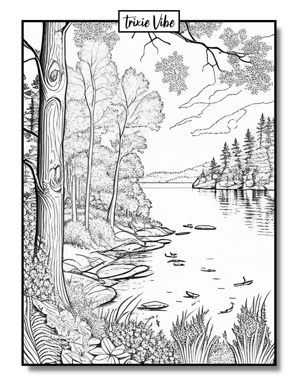 Printable Detailed Lake Coloring Pages for Adults