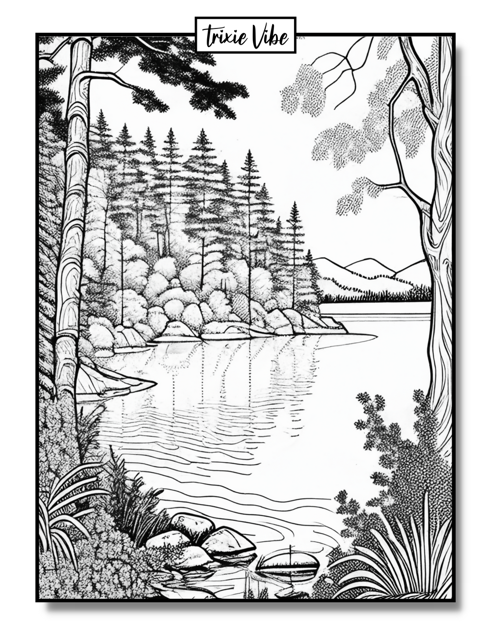 Printable Detailed Lake Coloring Pages for Adults