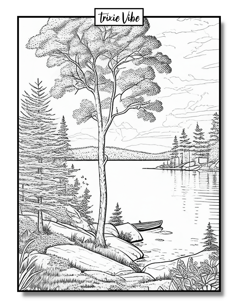 Printable Detailed Lake Coloring Pages for Adults