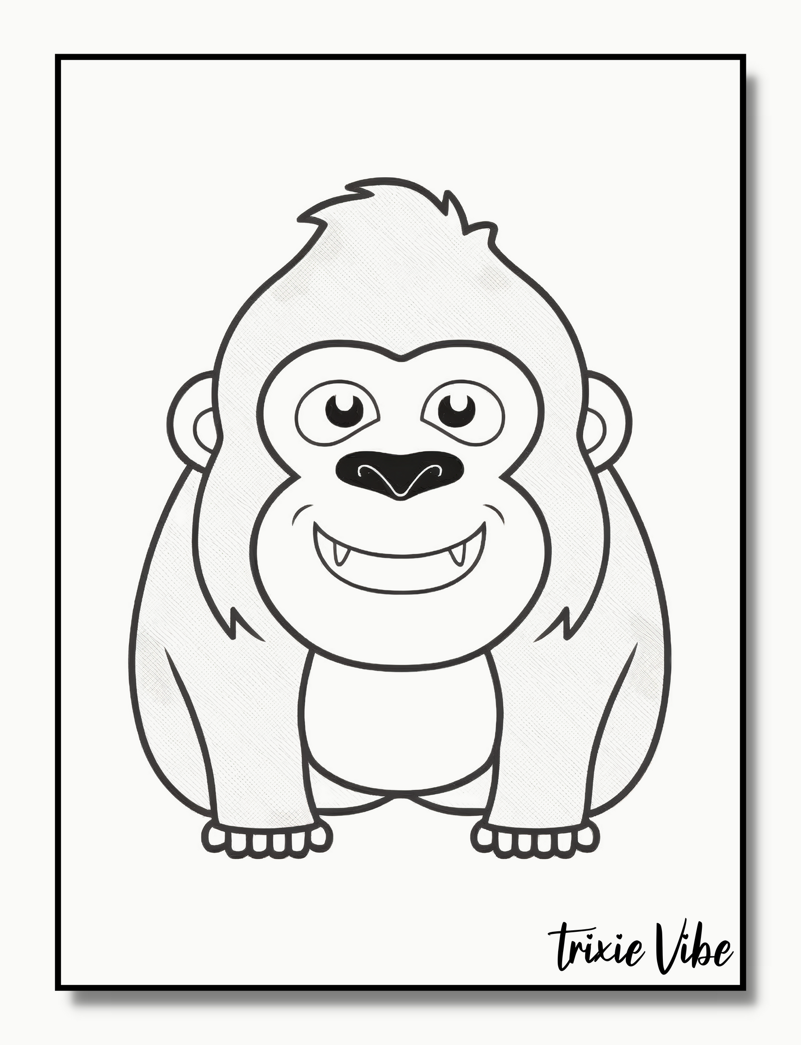 Printable Cute Gorilla Coloring Pages for Kids