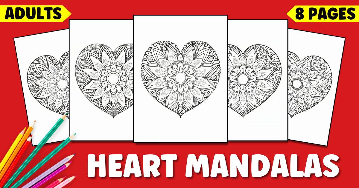 Printable Heart Mandala Coloring Pages