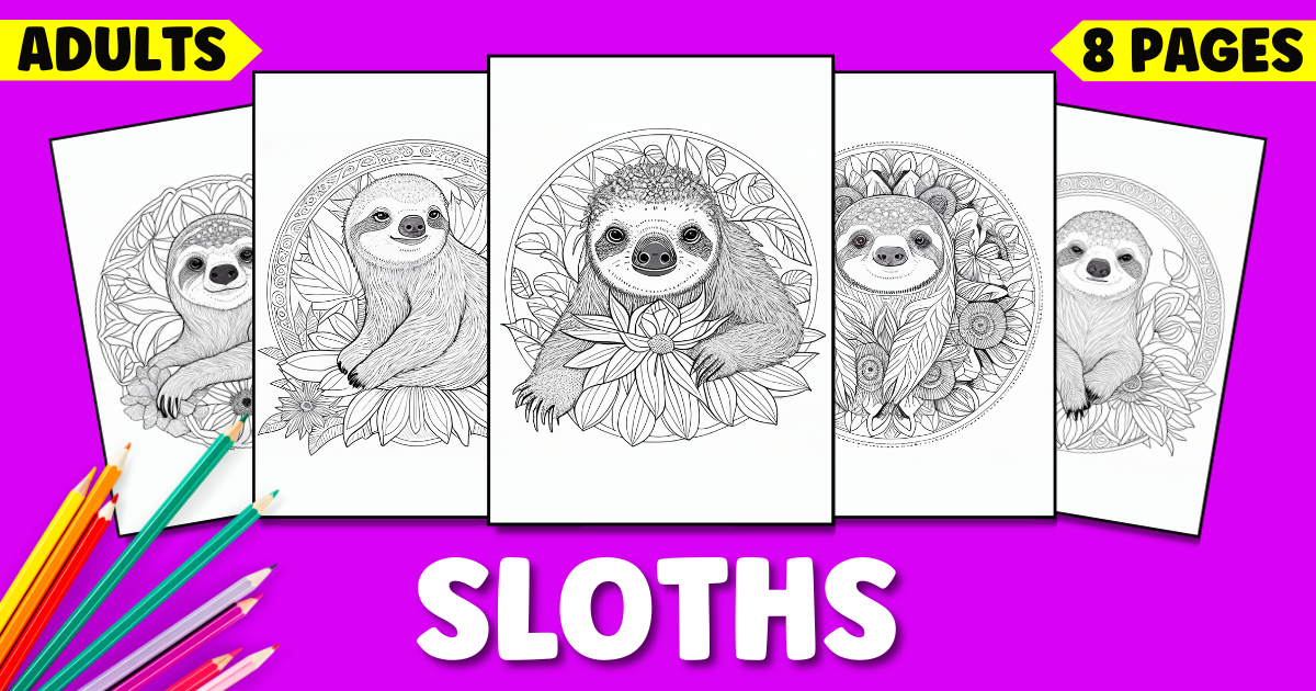 Sloth Coloring Pages for Adults