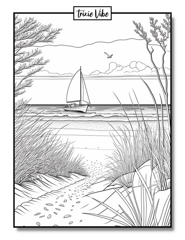 Printable Beach Coloring Pages for Adults