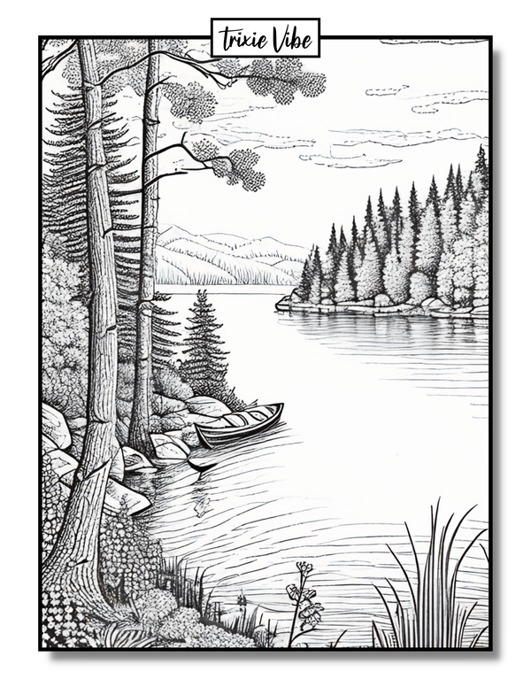 Printable Detailed Lake Coloring Pages for Adults